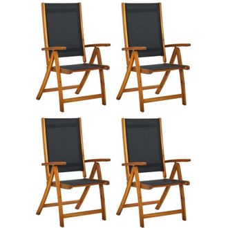 vidaXL Vidaxl - Chaises de jardin pliantes lot de 4 acacia massif et textil&egrave;ne