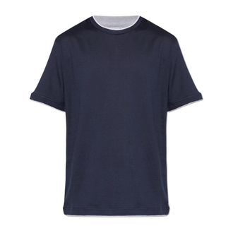 Eleventy Baumwoll-T-Shirt mit Rundhalsausschnitt - - Tops - Herren - Blau - S