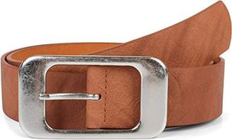 styleBREAKER ceinture unisexe unie avec grande boucle rectangulaire, longueur ajustable 03010100, taille:85cm, couleur:Fauve