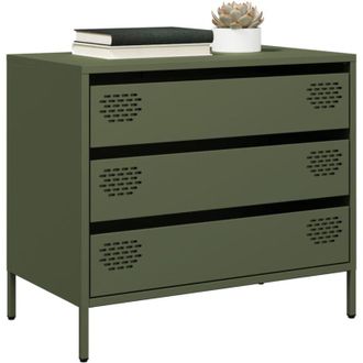 vidaXL Buffet vert olive 68x39x58,5 cm acier lamin&eacute; &agrave; froid Vidaxl