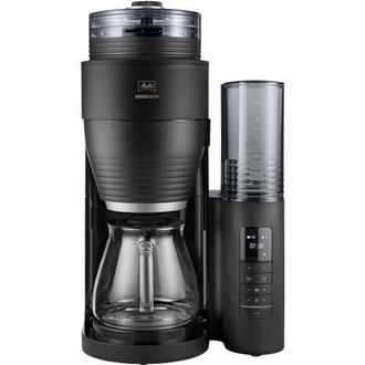 MELITTA Cafetière à Filtre AromaFresh Glass Pro X Noire, avec Moulin à grains Intégré & Verseuse Isotherme, Double Fonction Minuteur, capacité 10 tasses, modè