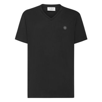 Philipp Plein Homme, Tops, Noir, Taille: 4XL T-Shirt V-Neck Gothic