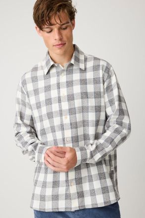 Knowledge Cotton Apparel Herren vegan Hemd Loose Check Wei&Atilde;Y Kariert