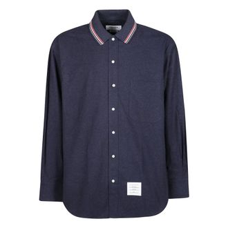 Thom Browne Homme, Chemises, Bleu, Taille: S Chemise en flanelle ray&eacute;e surdimensionn&eacute;e