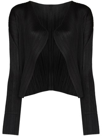 Pleats Please Issey Miyake cardigan plissé à manches longues - Noir