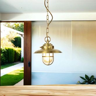 Licht-Erlebnisse Pendelleuchte außen Maritim Messing Garten Terrasse Außenlampe