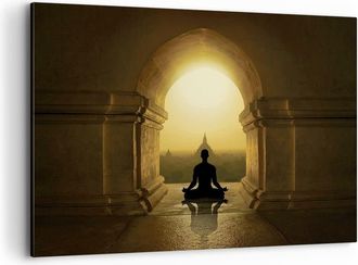 Arttor Bilder auf Leinwand 100x70cm Leinwandbild Meditation Tempel Schatten Groß Wanddeko Bild Schlafzimmer Küche Deko Wandbilder Dekoration Wohnzimmer Wall 