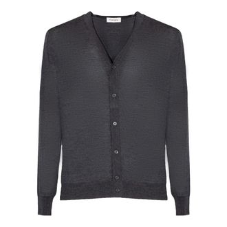 KANGRA Strickjacke aus Wolle mit V-Ausschnitt - - Knitwear - Herren - Grau - 2XL