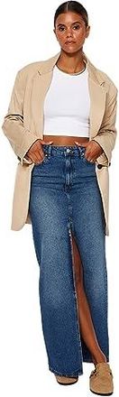 Trendyol Blue Slit Maxi Denim Skirt Twoaw24et00058 Jupe, Bleu, 42 Femmes