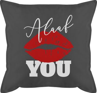 Shirtracer Kissen 50x50 - Karneval & Fasching - Alaaf you mit Lippen Kussmund I - 50 x 50 cm - Grau - karnevalskissen fasching- k&ouml;ln karnevals carnevale fasching