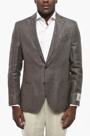 Corneliani CC COLLECTION Teilgef&uuml;tterter Blazer Aus Leinenmischung Mit Aufgesetzten Taschen Corneliani