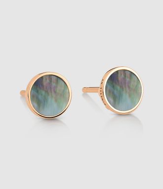Ginette NY Boucles doreilles Ever Disc Nacre Noire Or Rose