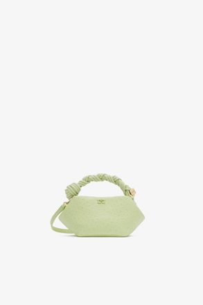 Ganni Mini Bou Tasche in Gr&uuml;n Strau&szlig;enleder