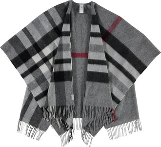 Fraas Ruana aus Wolle - Karierter Poncho für Damen - Wärmend und Hautfreundlich - 120 x 160 cm