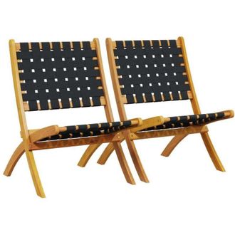 vidaXL Chaises de jardin pliantes lot de 2 bois dacacia solide tissu vidaXL
