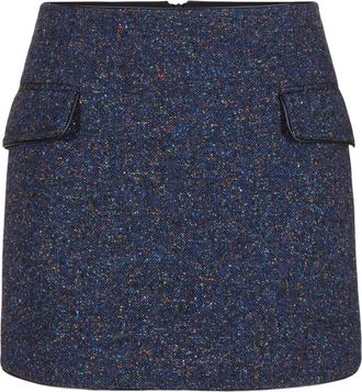 Iceberg Femme, Jupes, Bleu, Taille: 38 FR Mini-jupe Bouclé avec Garniture en Similicuir