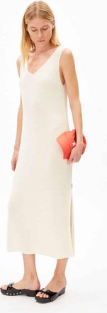 Armedangels Damen vegan Kleid Caroliniaa Lino White