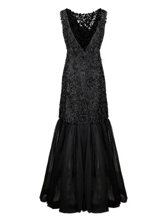 Alberta Ferretti robe longue volant&eacute;e - Noir