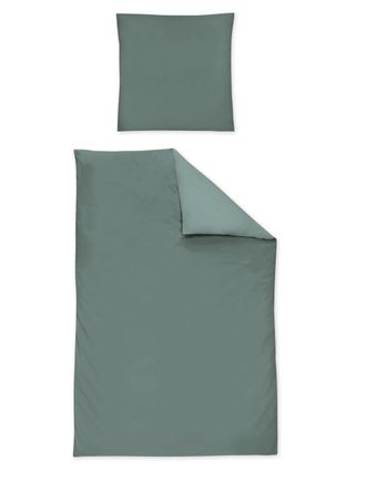 Irisette Mako-Satin Uni Bettw&auml;sche Set Uni Paris 8000 gr&uuml;n 135 x 200 cm + 1 x Kissenbezug 80 x 80 cm