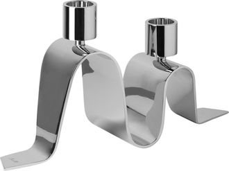 Fink 2-flammiger Kerzenhalter 30 cm für Stabkerzen Alu vernickelter Kerzenleuchter