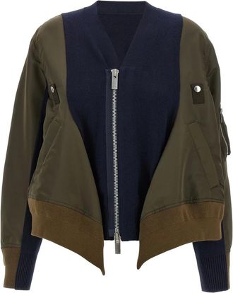 sacai Femme, Vestes, Multicolore, Taille: 38 FR Cardigan en Laine Tricot&eacute;e