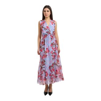 Fracomina Femme, Robes, Multicolore, Taille: 42 FR Robe Maxi &agrave; Imprim&eacute; Floral et Col en V
