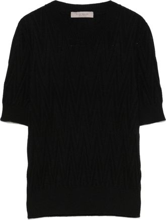 D.exterior Pullover mit Chevron-Muster - Schwarz