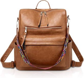 Nicole & Doris NICOLE&DORIS Leder Rucksack Jahrgang Geldbörse für Frauen Hochschule Tasche Schulbüchertasche Tagesrucksack braun