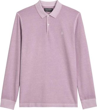 Marc O'Polo Langarm-Poloshirt in Washed-Optik, Regular FIt in
