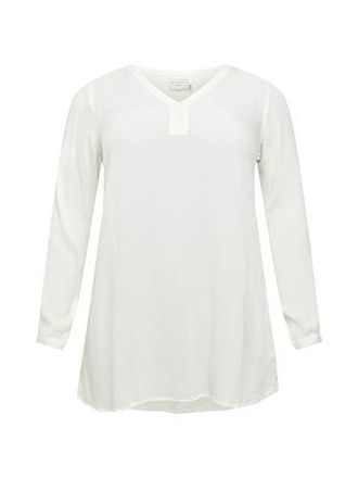 Kaffe Curve Femme Kaffe Curve Womens Plus Size Tunic Long Sleeve V-neck Blouse, Blanc, 54 Grande taille EU