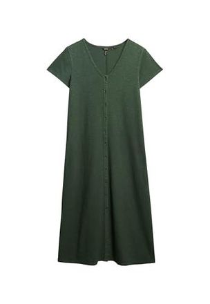 Superdry Robe midi &agrave; manches courtes en jersey avec boutonni&egrave;re pour femme, Duffelbag vert, 36