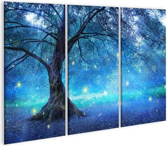 Islandburner Bild auf Leinwand Baum Im Mystischem Wald Blau Bilder Wandbilder Poster