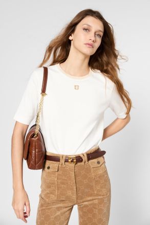 Gerard Darel T-shirt en coton au col dor&eacute; - GINETTE - Blanc