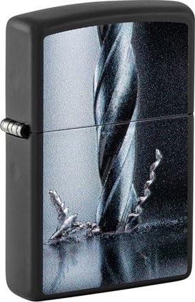 Zippo Sturmfeuerzeug - Metal Drill, Black Matte, Texture Print - Nachfüllbar - Wiederverwendbar - Windfestes Design - Geschenkbox - Made in USA