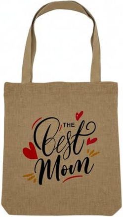 Fabulous Sac Shopping Tote Bag Aspect Lin - The Best Mom Calligraphie Maman F&ecirc;te des M&egrave;res - Sac de Courses Toile Epaisse 360g Beige Naturel Cabas Port&eacute; Epaule