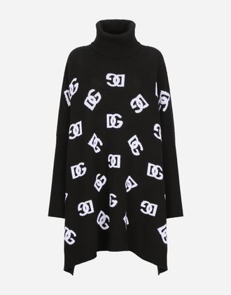 Dolce & Gabbana Poncho Aus Wolle Mit Dg-jacquardlogo - Frau Mäntel Und Jacken Mehrfarbig Xl
