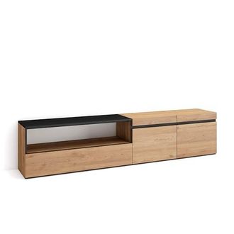 Skraut Home | TV-Schrank, Lowboard | f&uuml;r Wohnzimmer und Esszimmer | 200x45x35cm | F&uuml;r TV-Ger&auml;te bis zu 80 | Fernsehtisch | Moderner Stil | Eiche Schwarz
