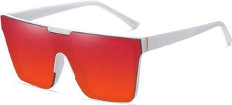 Generic Lunettes de soleil tendance 2026 monobloc pour homme et femme, Cadre blanc rouge, Taille unique