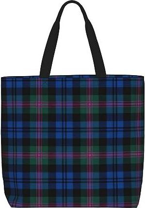 Generic Tartan &Eacute;cossais Bleu Et Vert Sac Courses L&eacute;ger Sacs De Courses Grand Sac Fourre-Tout Pour Universit&eacute; Plage Voyage