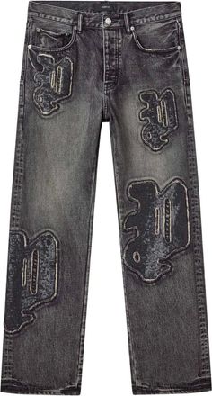 Purple jean P011 à logo brodé de sequins - Noir