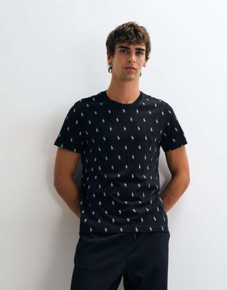 Polo Ralph Lauren T-Shirt mit Allover-Icon-Logo in Schwarz