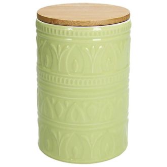 Tognana Vorratsdose Relief Avio, 700 ml., 16,5 cm hoch, Keramik, Lime-grün, mit wundervoll gearbeiteter Struktur und einem tollen Dekor