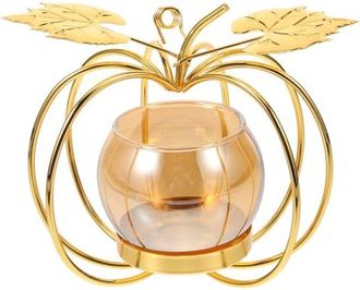 Cabilock Bougeoir Citrouille en Verre Forme Citrouille Chandelier Halloween 5.5 Pouces Chandelier Dor&eacute; D&eacute;Coration Automne Thanksgiving F&ecirc;Te Halloween Decoratio