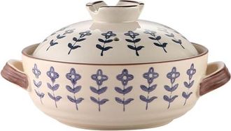 Generic Casserole en c&eacute;ramique, pot en argile japonais for pierre de riz avec couvercle, ustensile de cuisine sain en terre cuite(A)