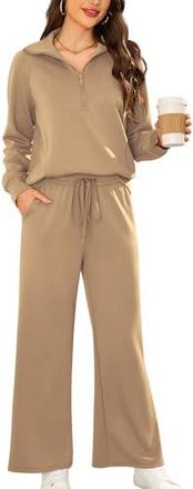 SHEKINI Survetement Femme Ensemble de Surv&ecirc;tement Deux Pi&egrave;ces &agrave; Manches Longues D&eacute;contract&eacute; Ensembles Sports Haut avec demi-fermeture &eacute;clair Pantalon de joggi