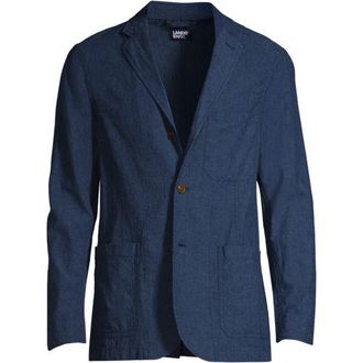 Lands End Sakko aus Leinen/Baumwoll-Mix, Herren, Größe:44-46 regular, Blau, by Lands End
