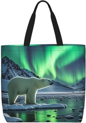 Generic Ours Blancs Aurore Bor&eacute;ale Sac A Main Femmes Grand Tote Bag D&eacute;contract&eacute; Sac Fourre Tout Pour Quotidienne Plage Shopping
