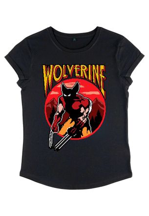 MARVEL Damen X-men Wolverine Nes Game Womens Rolled Sleeve T-shirt, Schwarz, XL