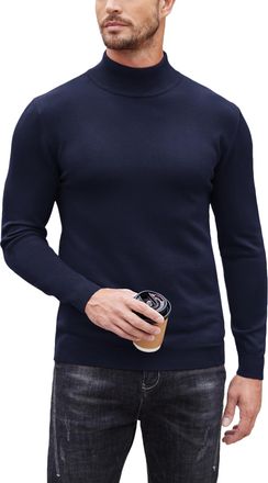 Coofandy Pullover Rollkragen Herren Slim Fit Elegant Langarm Warm Freizeit Feinstrickpullover Navy Blau XXXL