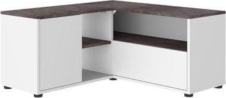 Symbiosis Eck-TV-Schrank Angle 90 x 90 x 45 cm, wei&szlig;es Melamin und Zement, Wei&szlig;
